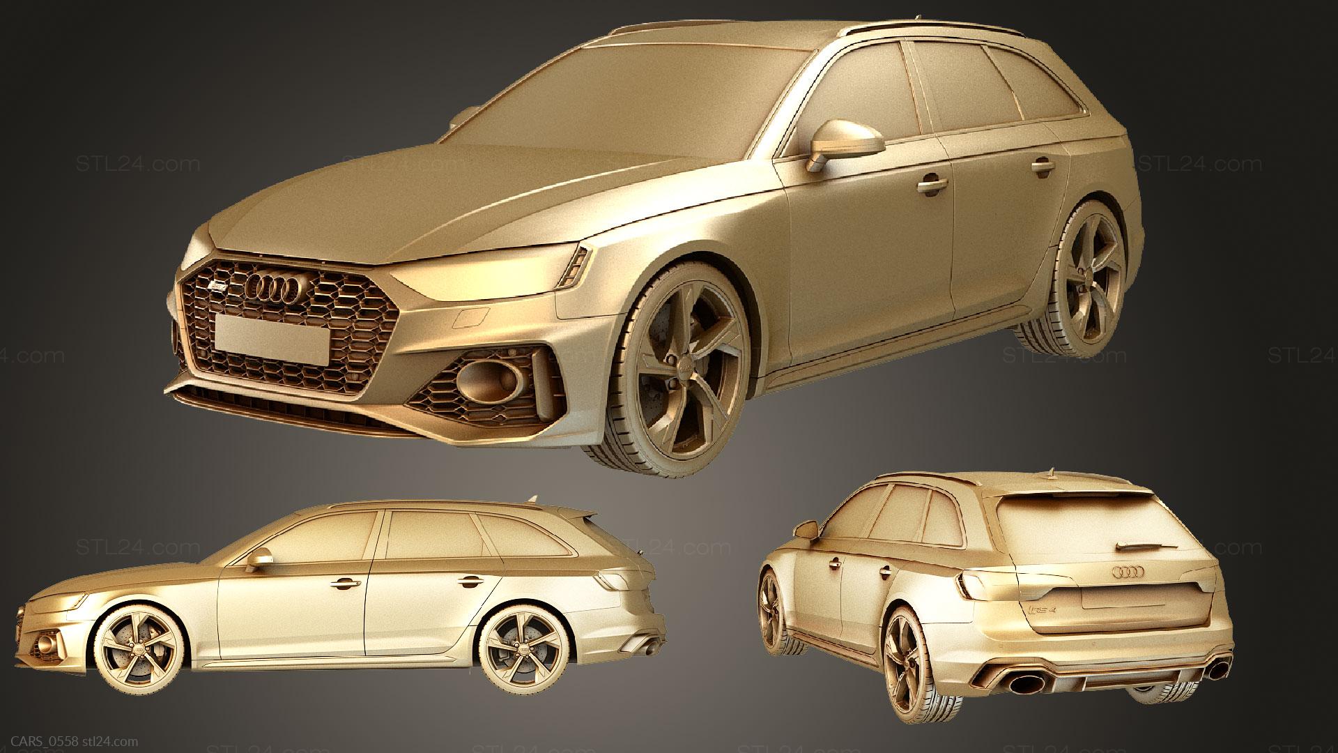 Vehicles - Audi RS4 avant 2020, CARS_0558. 3D stl model for CNC